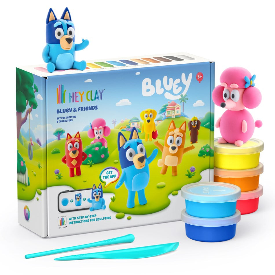 Hey Clay Bluey & Friends Set – 15 Cans of Air-Dry Clay – IQM Store